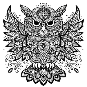 Enchanting Owl Mandala - Printable Coloring Page PDF, Intricate Adult ...