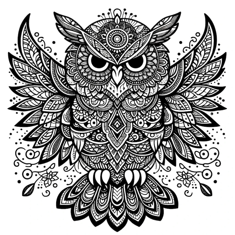 Enchanting Owl Mandala - Printable Coloring Page PDF, Intricate Adult ...