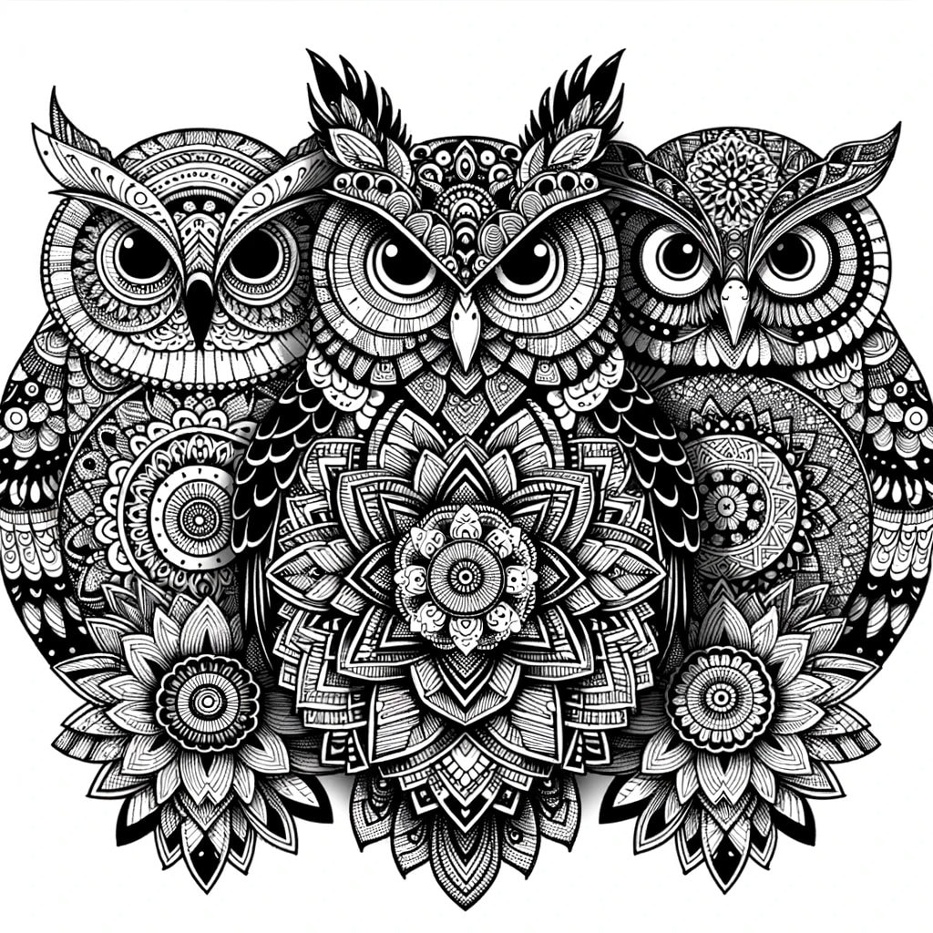 Enchanting Owl Mandala - Printable Coloring Page PDF, Intricate Adult Coloring Design - Etsy