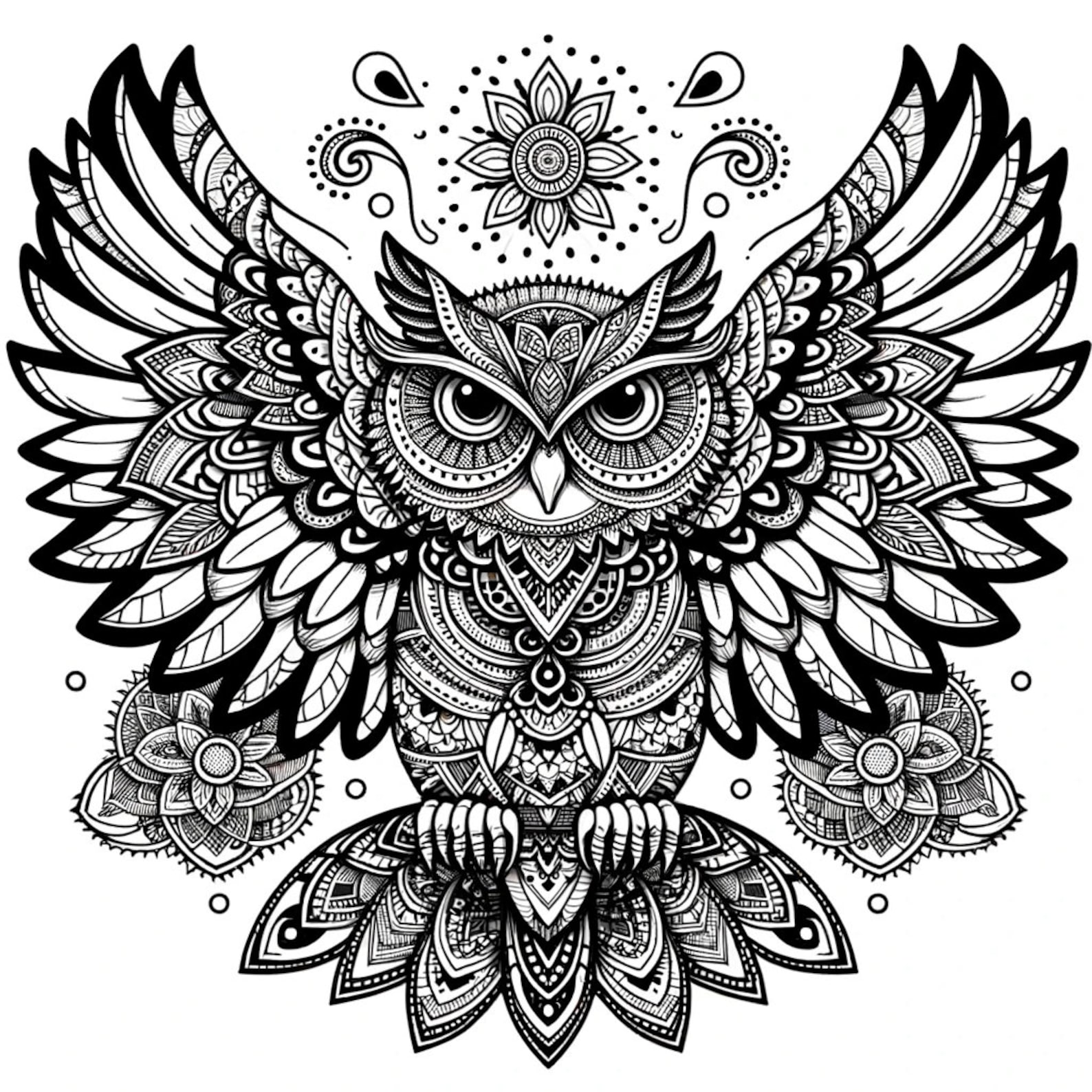 Enchanting Owl Mandala - Printable Coloring Page PDF, Intricate Adult Coloring Design - Etsy