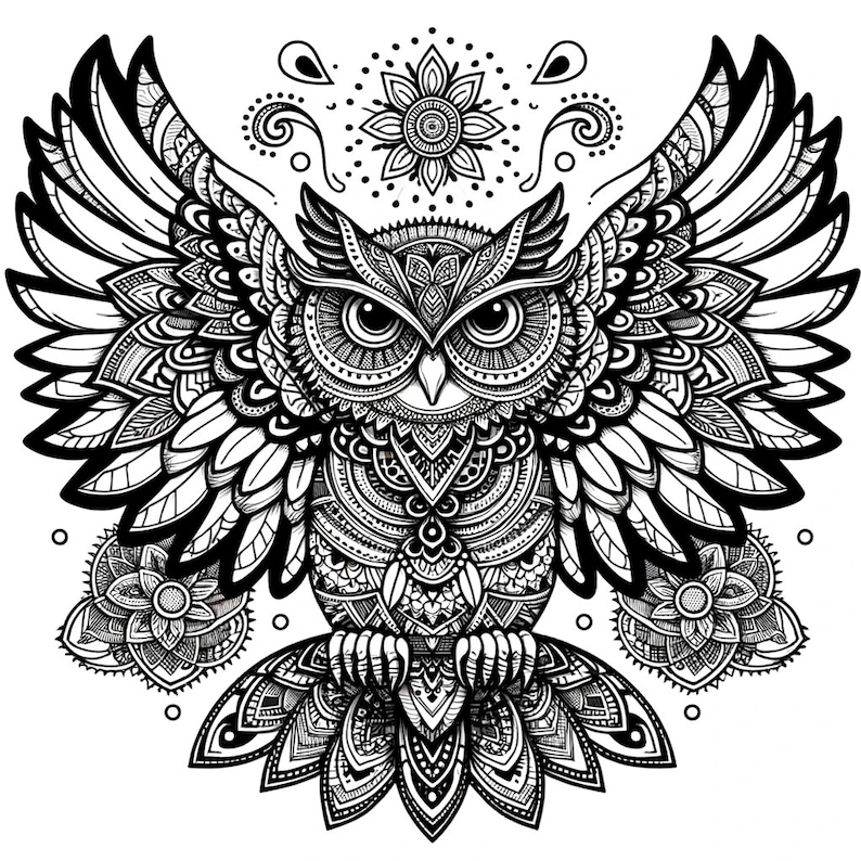 Enchanting Owl Mandala - Printable Coloring Page PDF, Intricate Adult ...