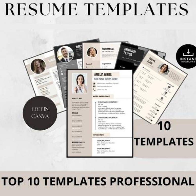10 Professional Resume Templates | Modern Ats-friendly Cvs | Editable ...