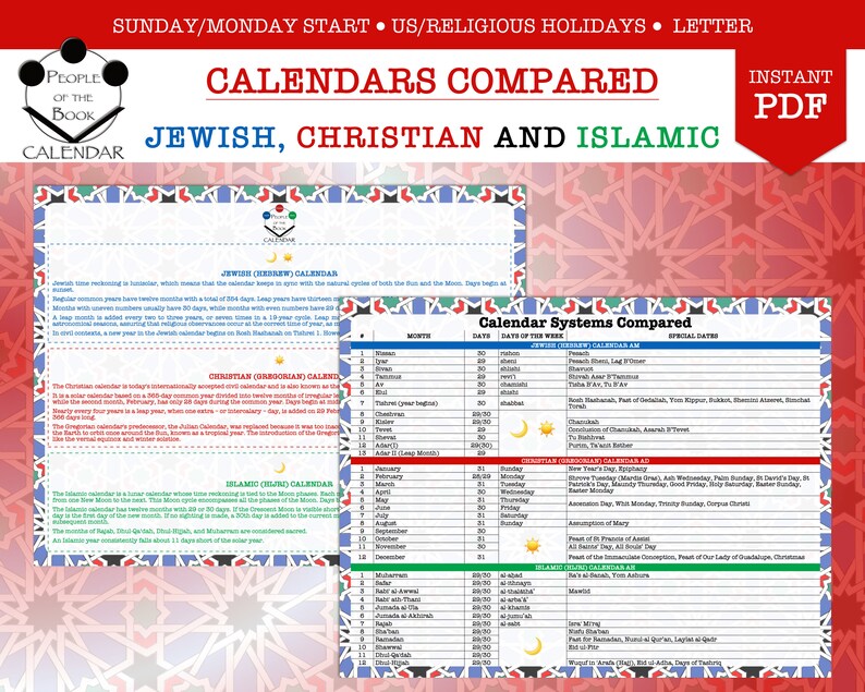 2022 AND 2023 Printable Weekly Grid Jewish Christian - Etsy