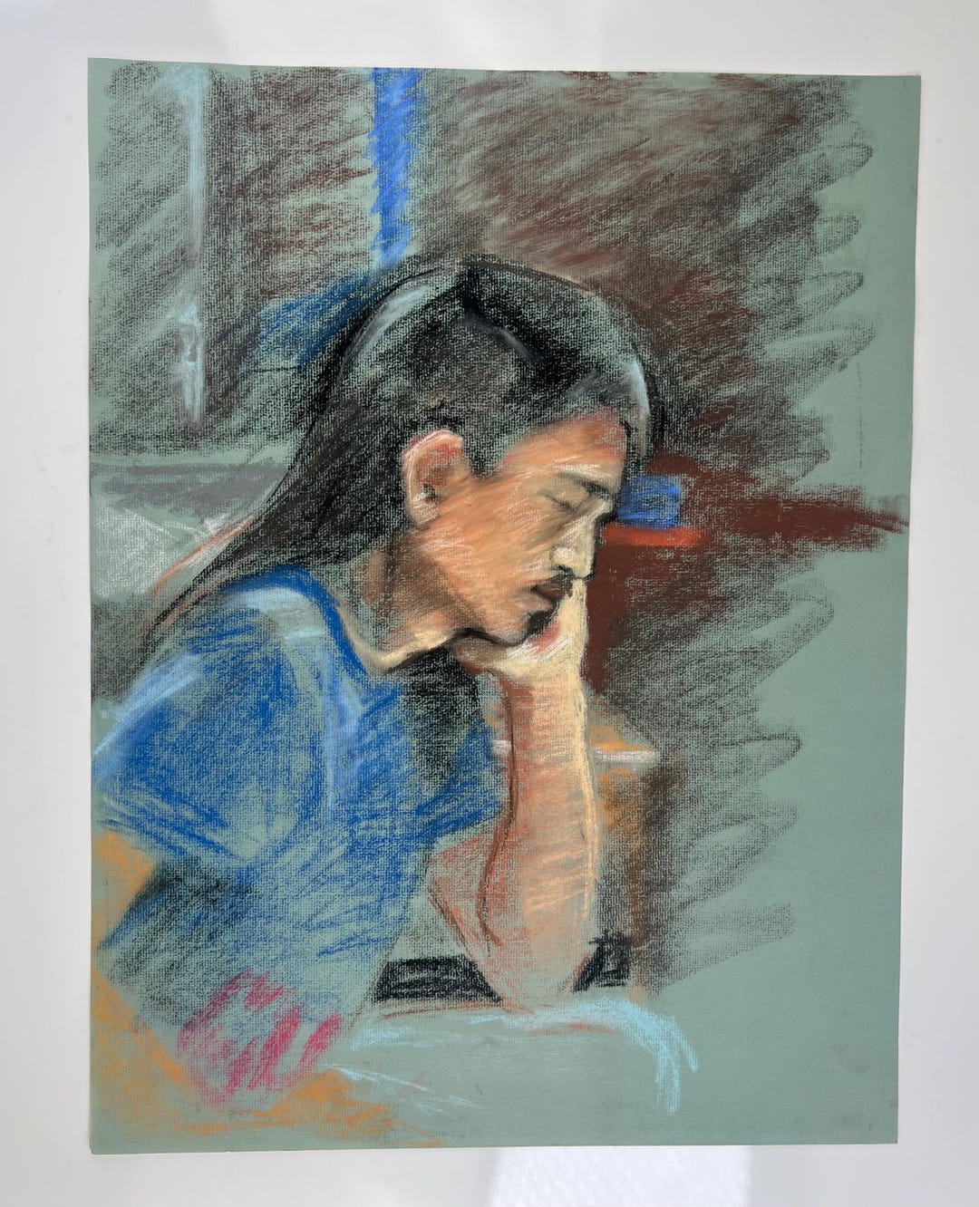 Vintage Artist Original Color Pastel Portrait Sketch Abstract Figural ...