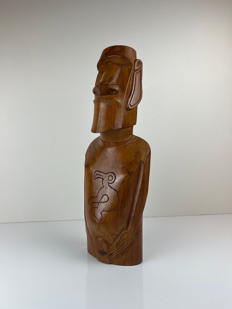 Vintage Original Wooden Statue Moai of the Rapa Nui Easter Island ...