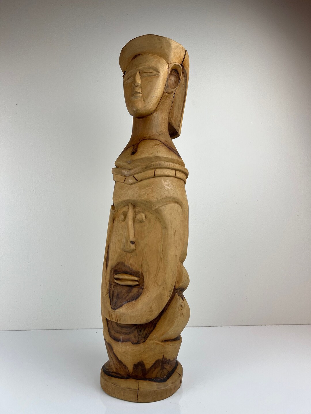 Vintage Original Hand Carved Wooden Totem Pole Style Statue Handmade ...