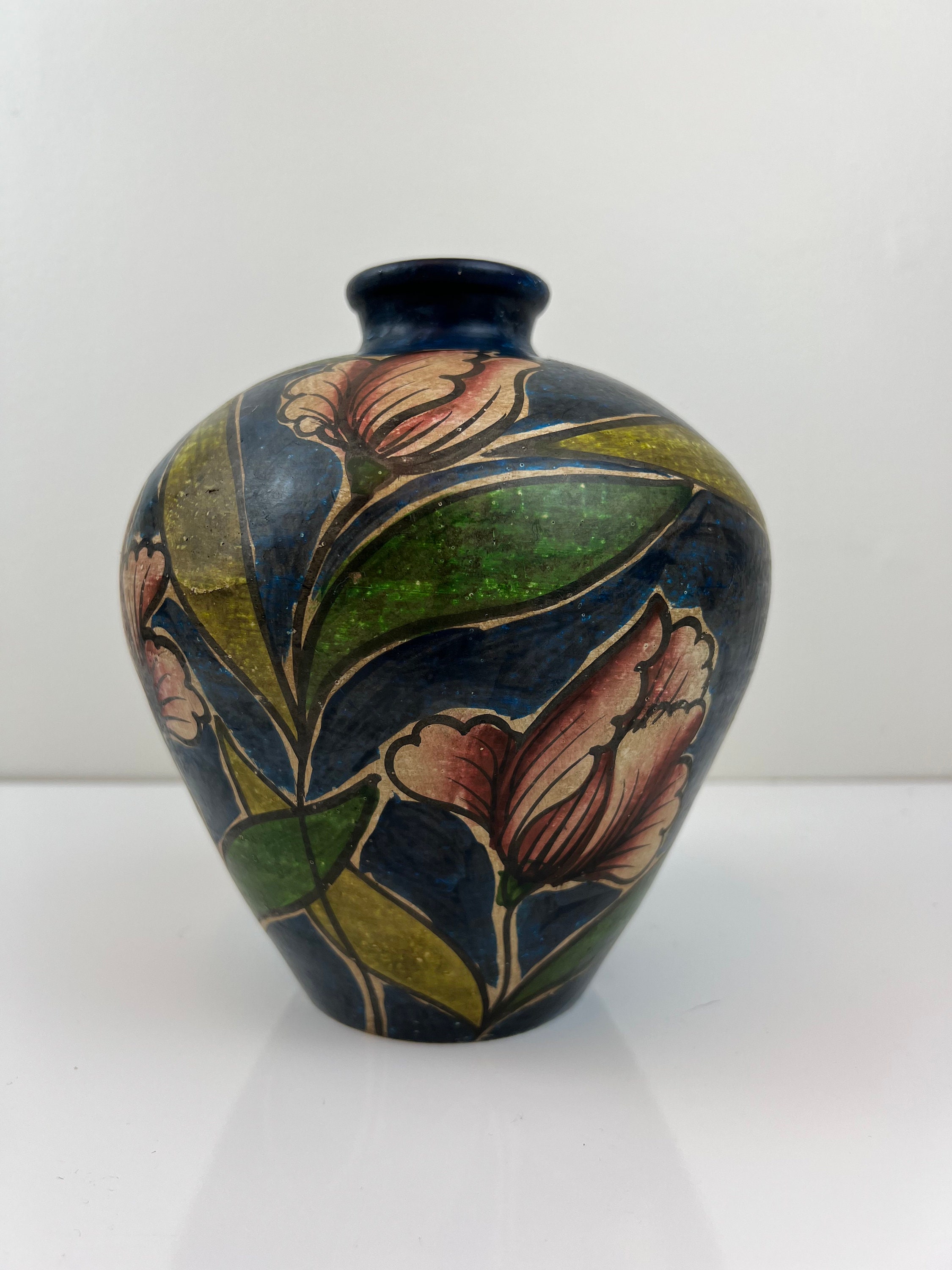Vintage Ceramic Vase Art Deco Art Nouveau Style Handpainted Antique ...