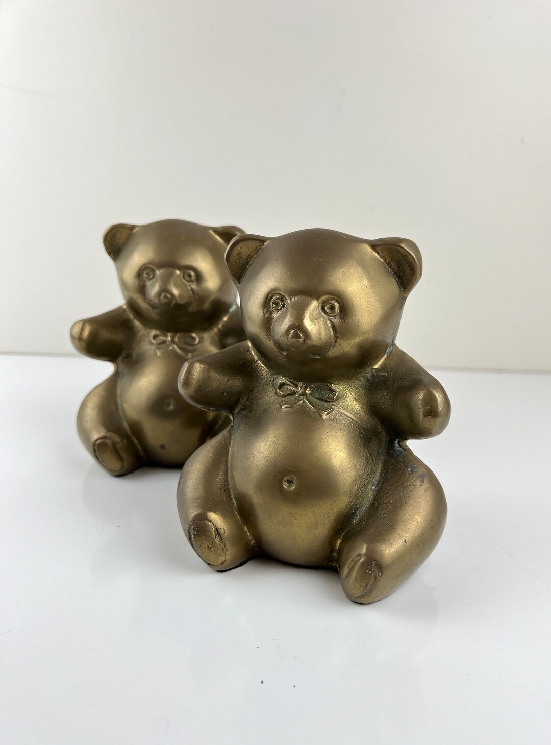 Vintage Brass Bear Bookends Teddy Bear Bookends Statue Nursery Decor ...