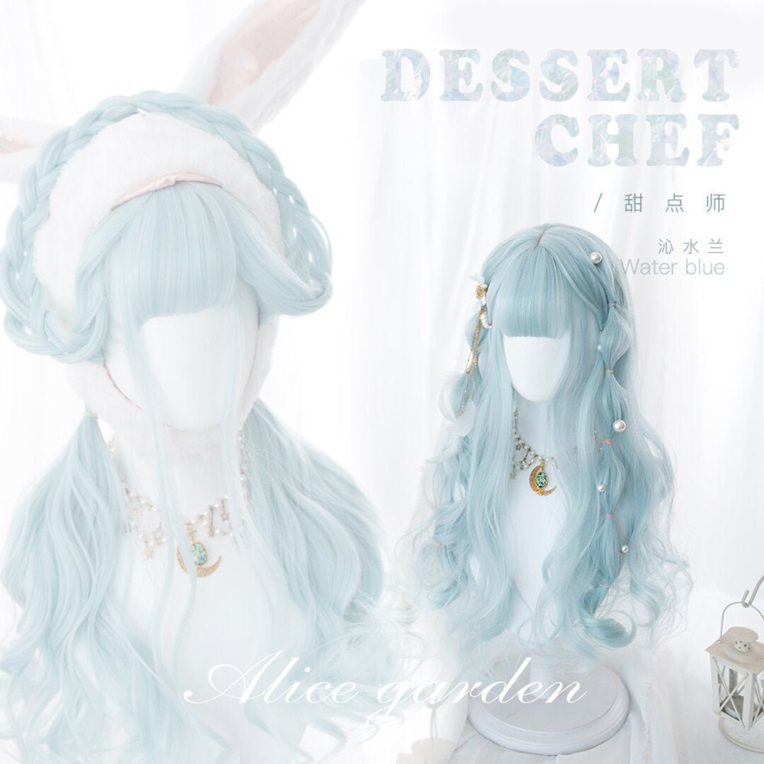 23-inch Dessert Chef Style Wig / Light Blue Wig / Ombre Wig / - Etsy