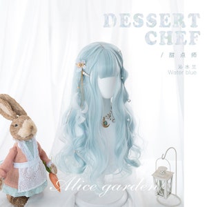 23-inch Dessert Chef Style Wig / Light Blue Wig / Ombre Wig / - Etsy