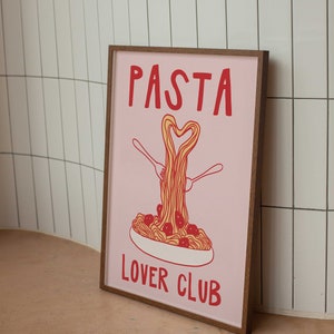 Pasta Lover Club Night Doodle, Girl Dinner Italian Cuisine Poster ...