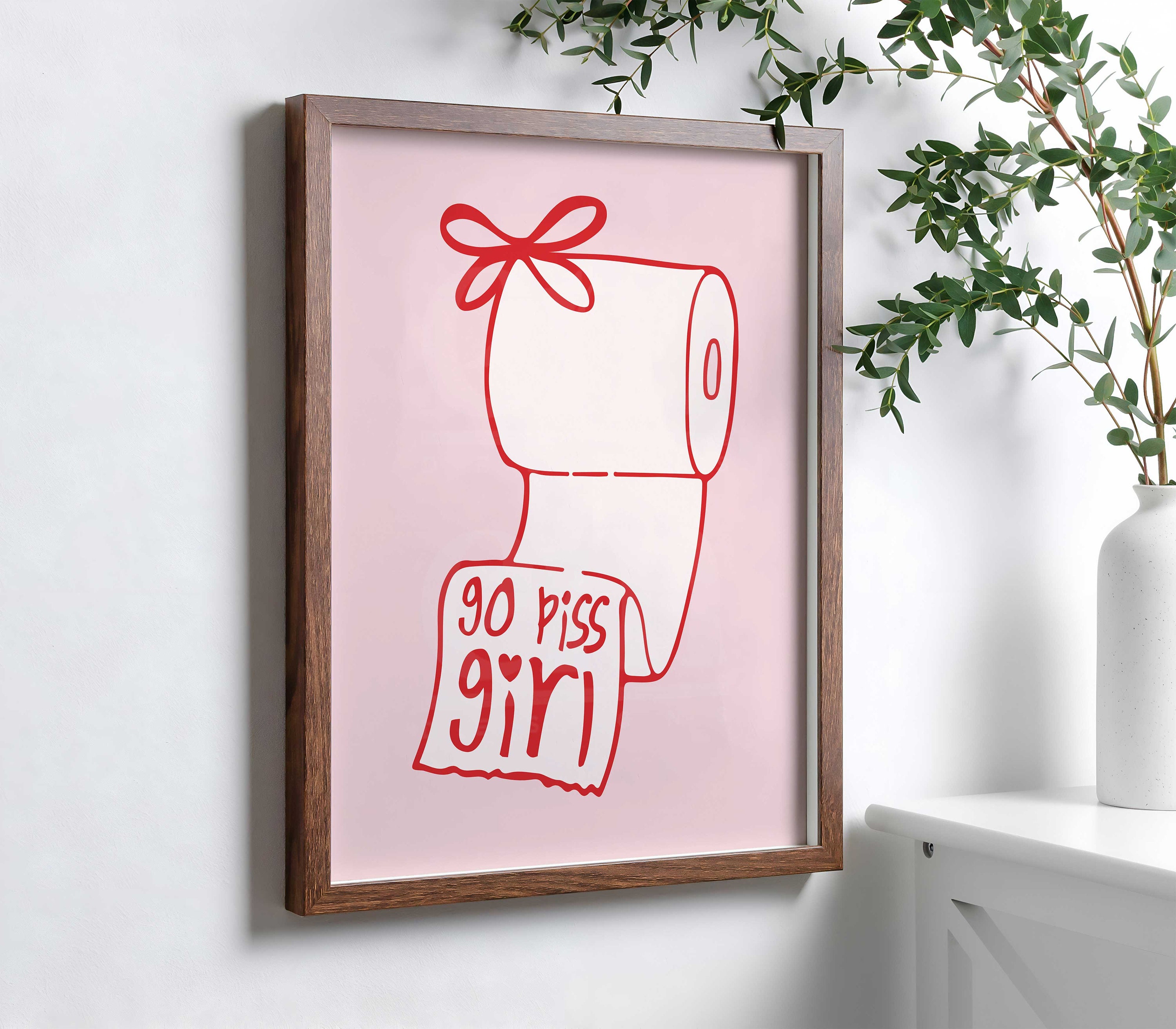 Coquette Core Go Piss Girl Toilet Paper Roll, Red Pink Preppy Print ...