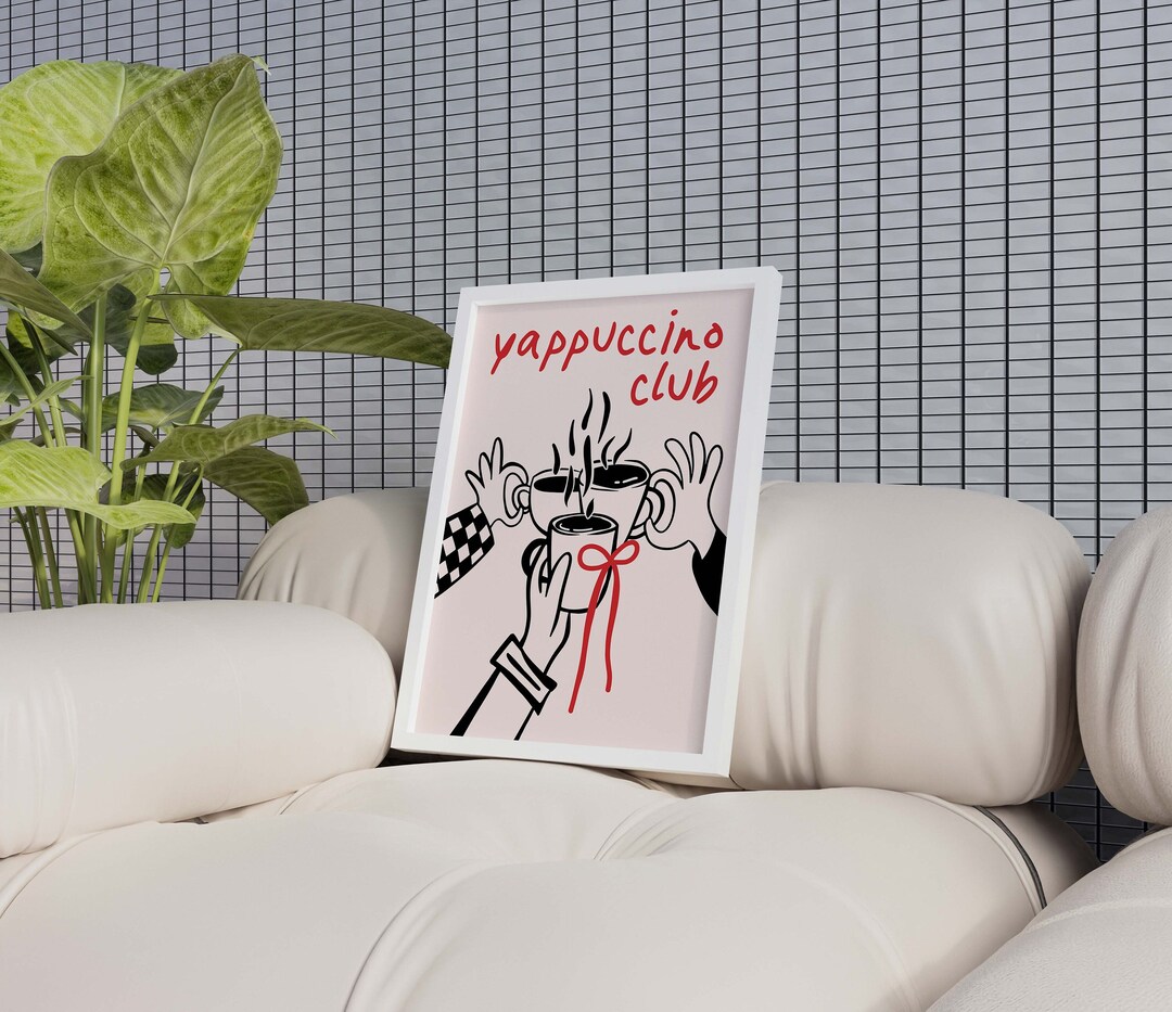 Coquette Yappuccino Coffee Club Mugs Pattern Print, Tea Time Party ...