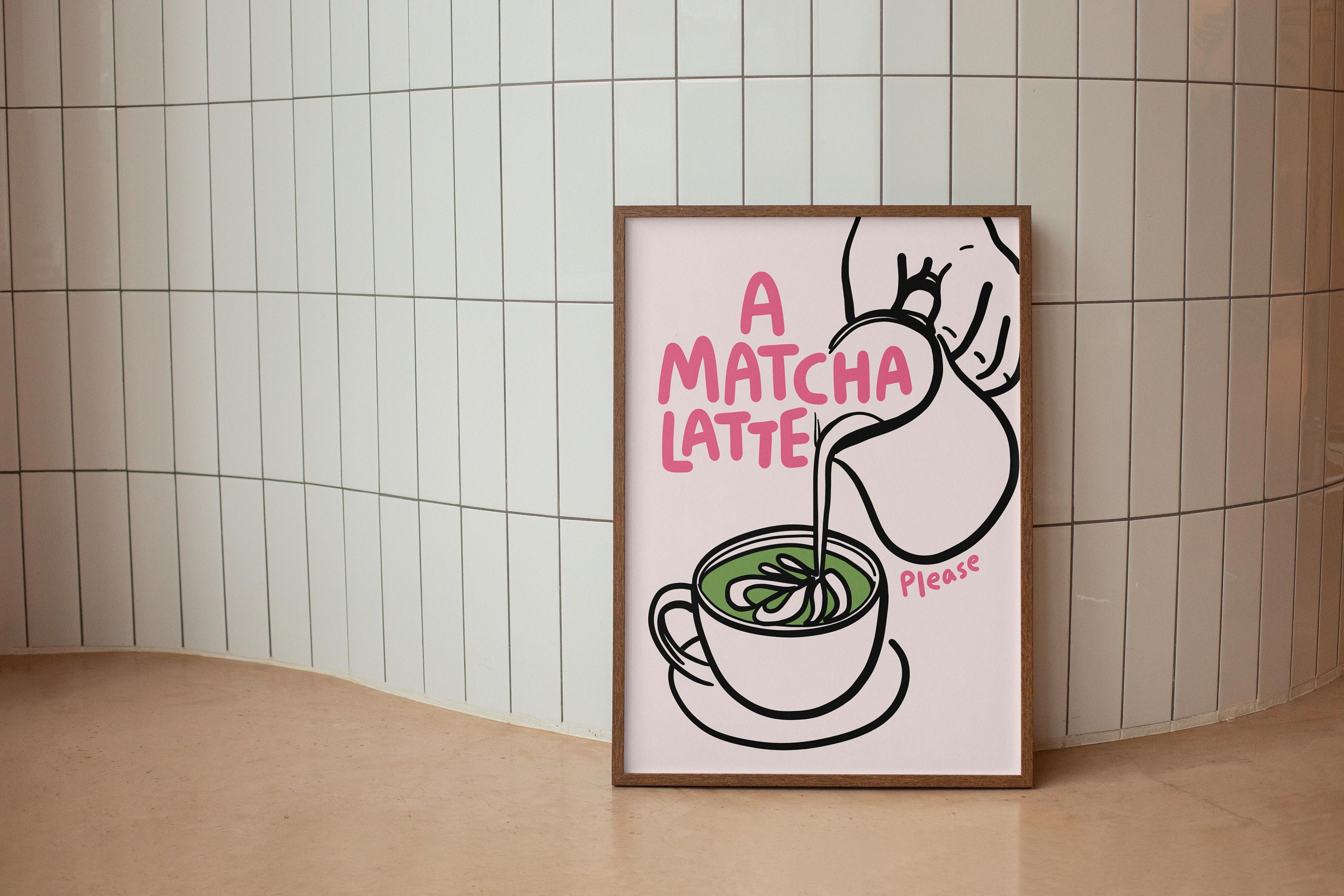 Funky A Matcha Latte Please Poster, Coffee Barista Cafe Sign, Caffeine ...