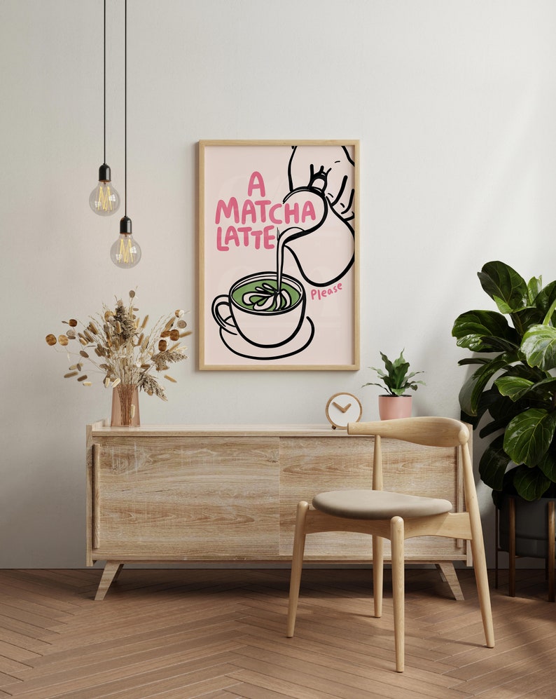 Funky A Matcha Latte Please Poster, Coffee Barista Cafe Sign, Caffeine ...