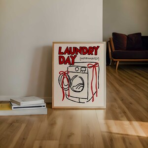 Coquette Laundry Day Unfortunately Print, Red Pink Typography Poster ...