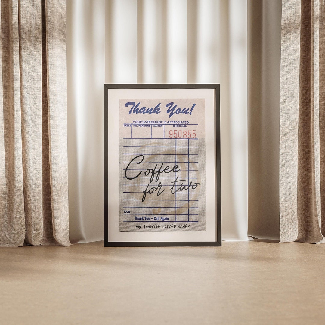 Coffee for Two My Favorite Order Print, Caffeine Stain Poster, Cafe ...