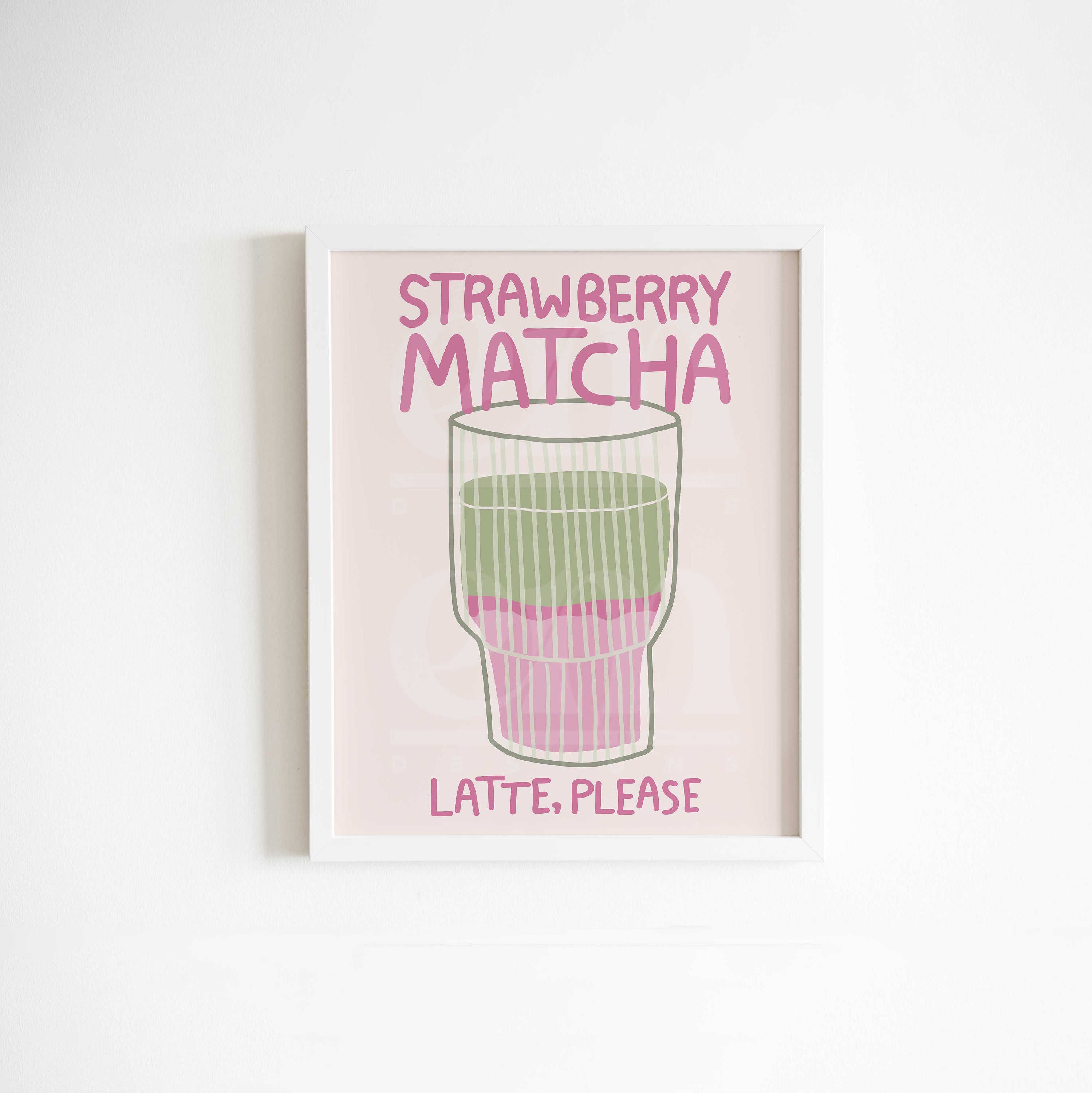 Funky Strawberry Matcha Latte Please Poster, Coffee Barista Cafe Sign ...