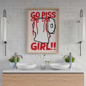 Coquette Go Piss Girl Print, Red Pink Toilet Roll Poster, Preppy Girly ...