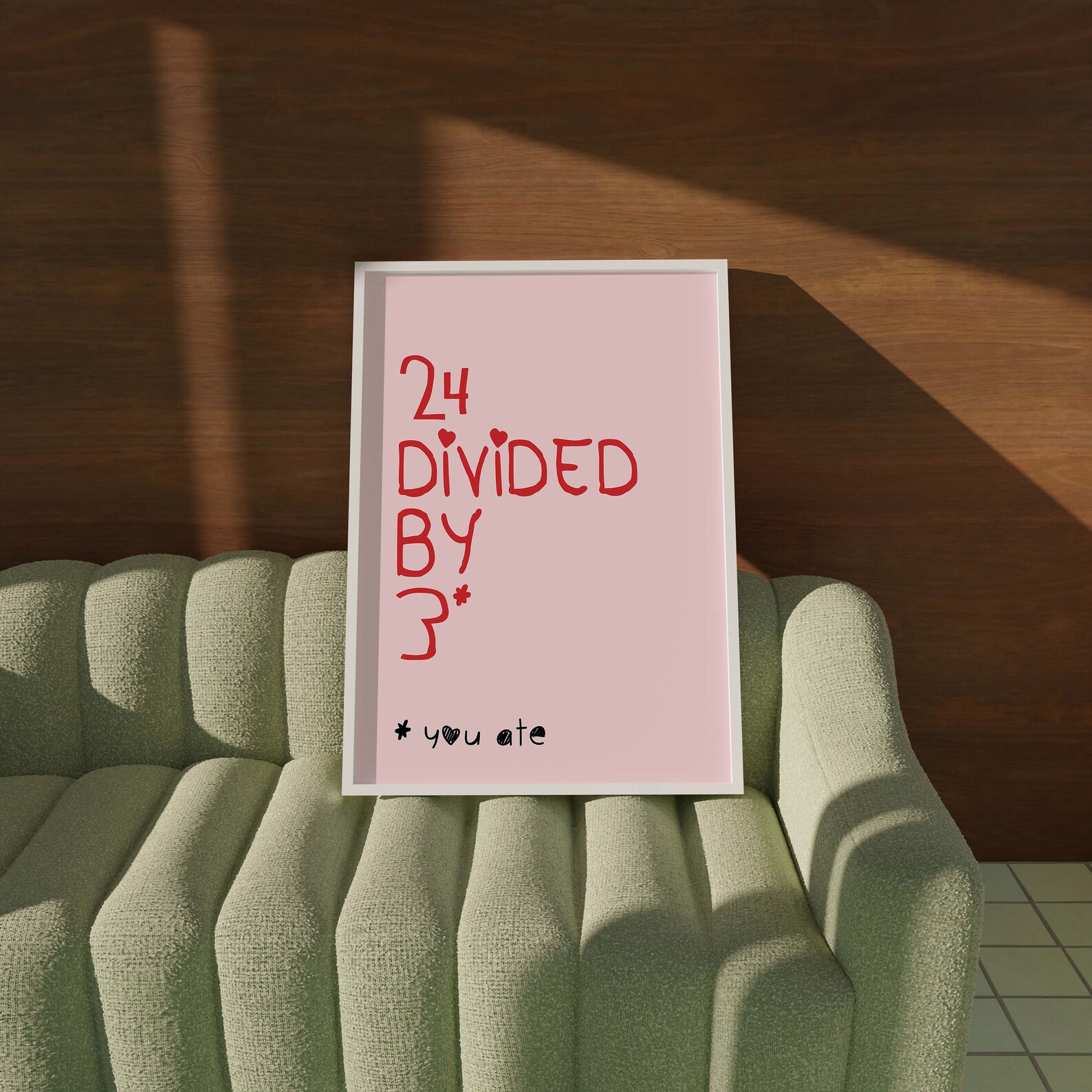 24 Divided by 3 AKA You Ate Preppy Print, Red Pink Girly Sign Poster ...