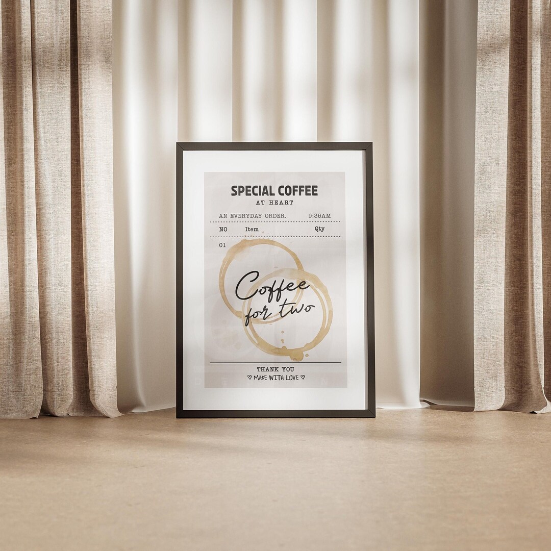 Coffee for Two Made With Love Print, Caffeine Stain Poster, Cafe Stains ...