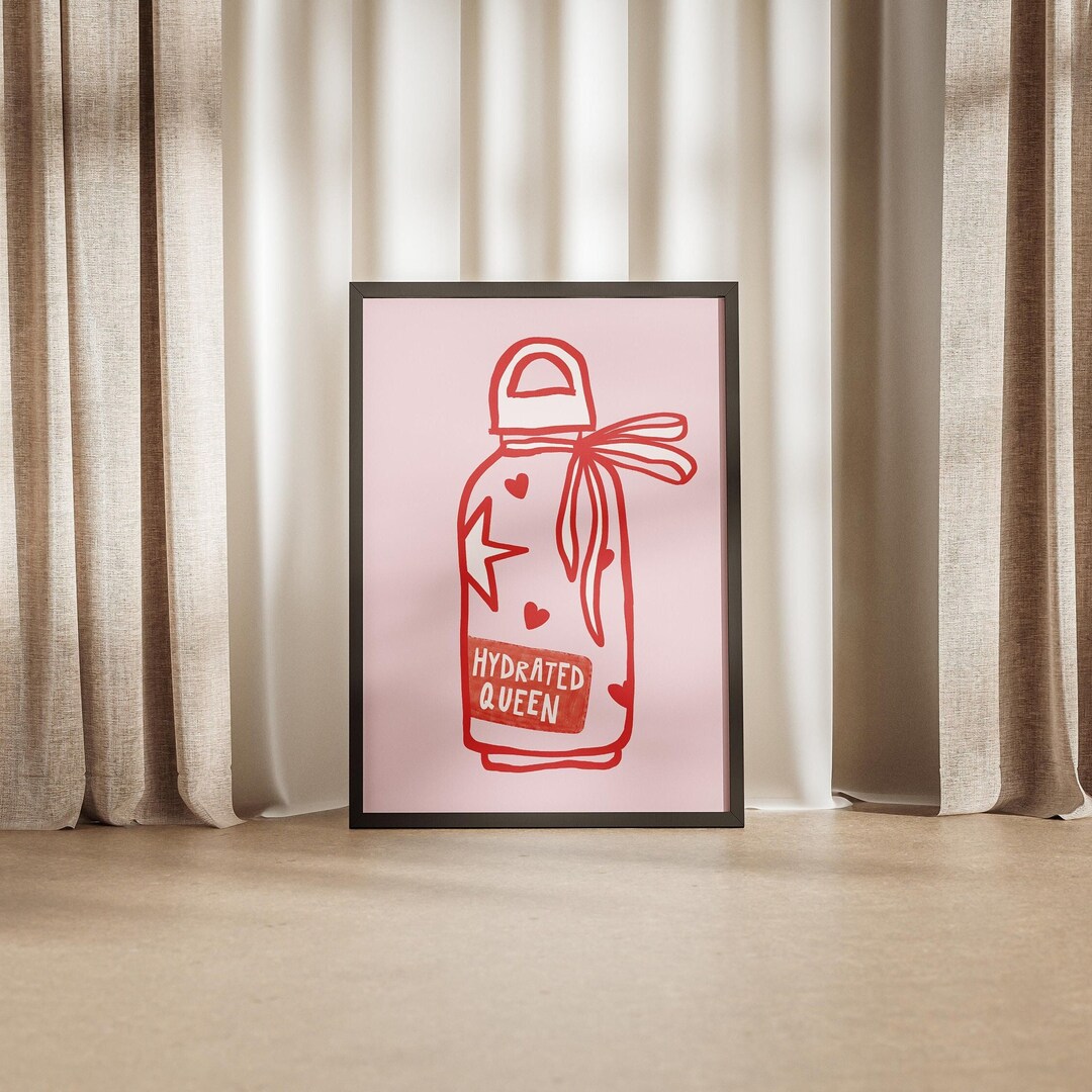 Hydrated Queen Croquette Core Print, Trendy Drink Your Water Bottle ...