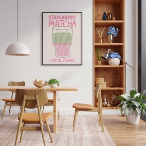 Funky Strawberry Matcha Latte Please Poster, Coffee Barista Cafe Sign ...