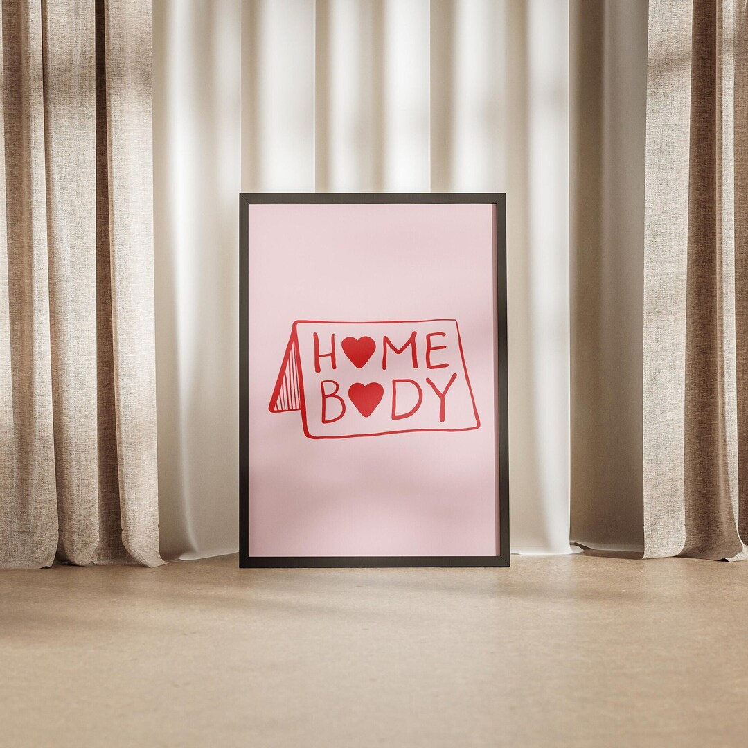 Homebody Introvert Red Pink Poster, Trendy Aesthetic Preppy Print ...