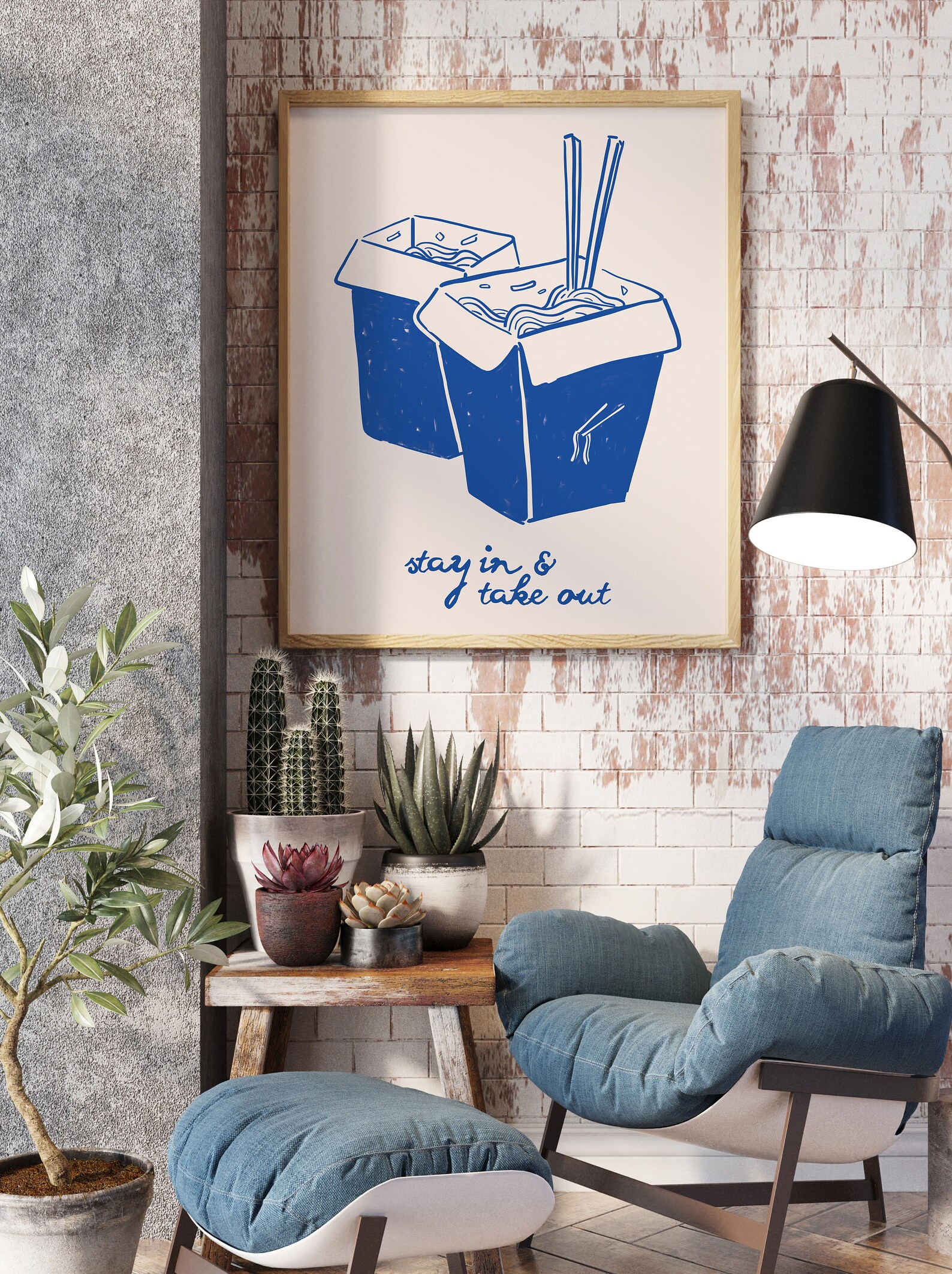Stay in & Take Out Noodles Takeaway Box Print, Girl Dinner Poster ...