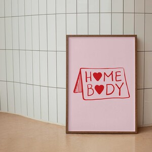 Homebody Introvert Red Pink Poster, Trendy Aesthetic Preppy Print ...