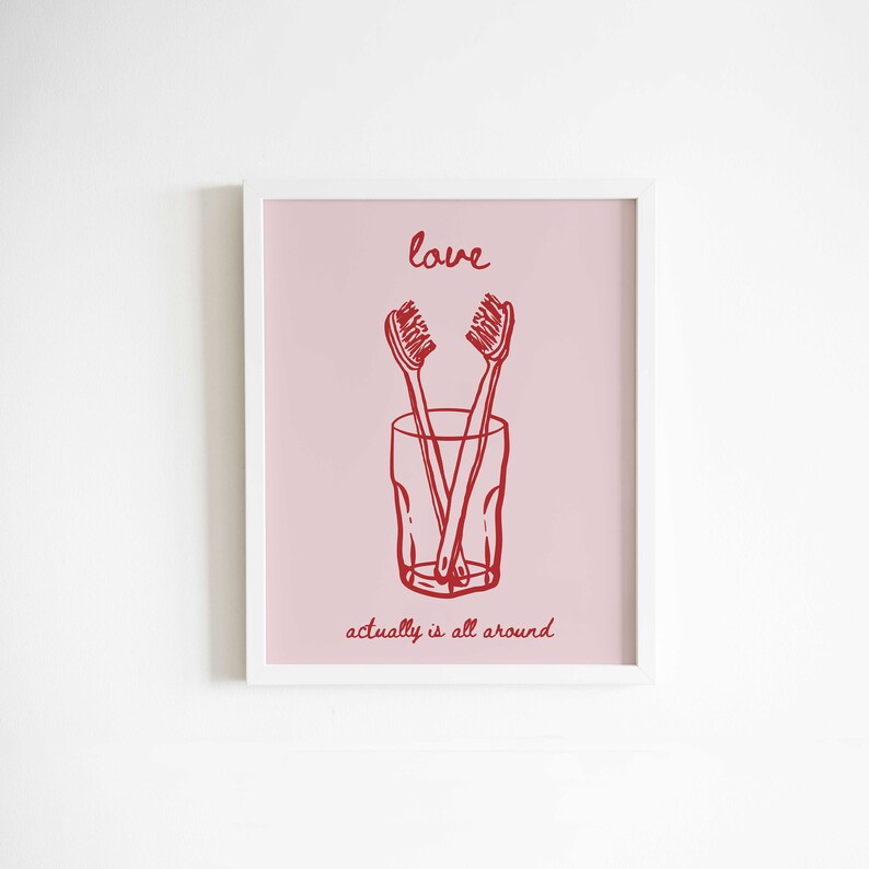 Love Actually is All Around Red Pink Preppy Print, Girly Trendy ...