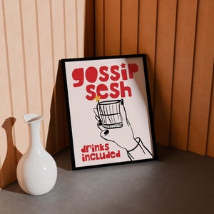 Gossip Sesh With Drinks Print, Kitchen Drinking Bar Poster, Eclectic ...