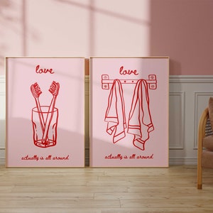 Love Actually is All Around Red Pink Preppy Print, Girly Trendy ...