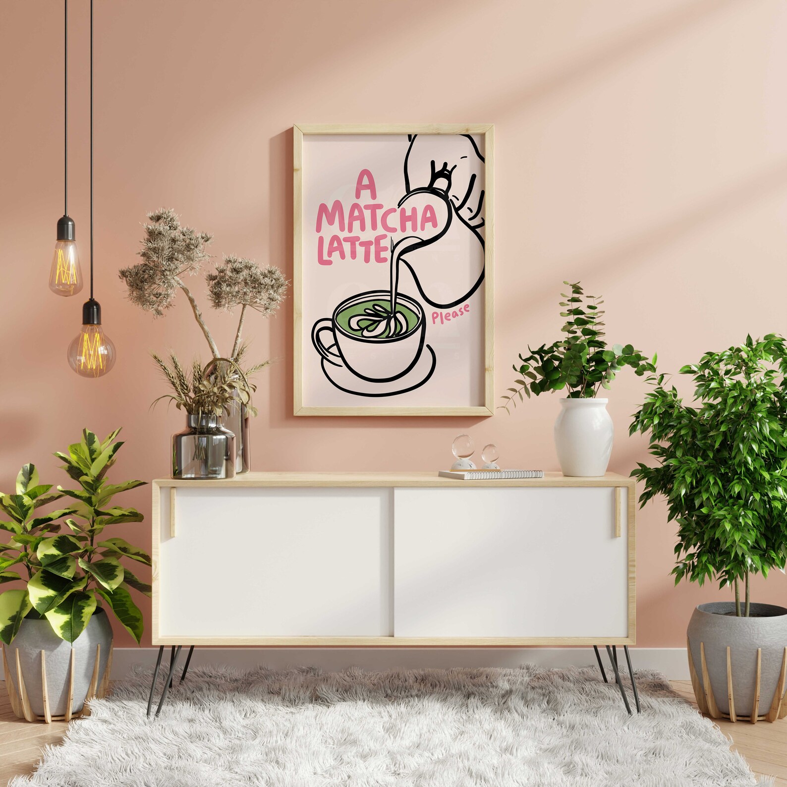 Funky A Matcha Latte Please Poster, Coffee Barista Cafe Sign, Caffeine ...