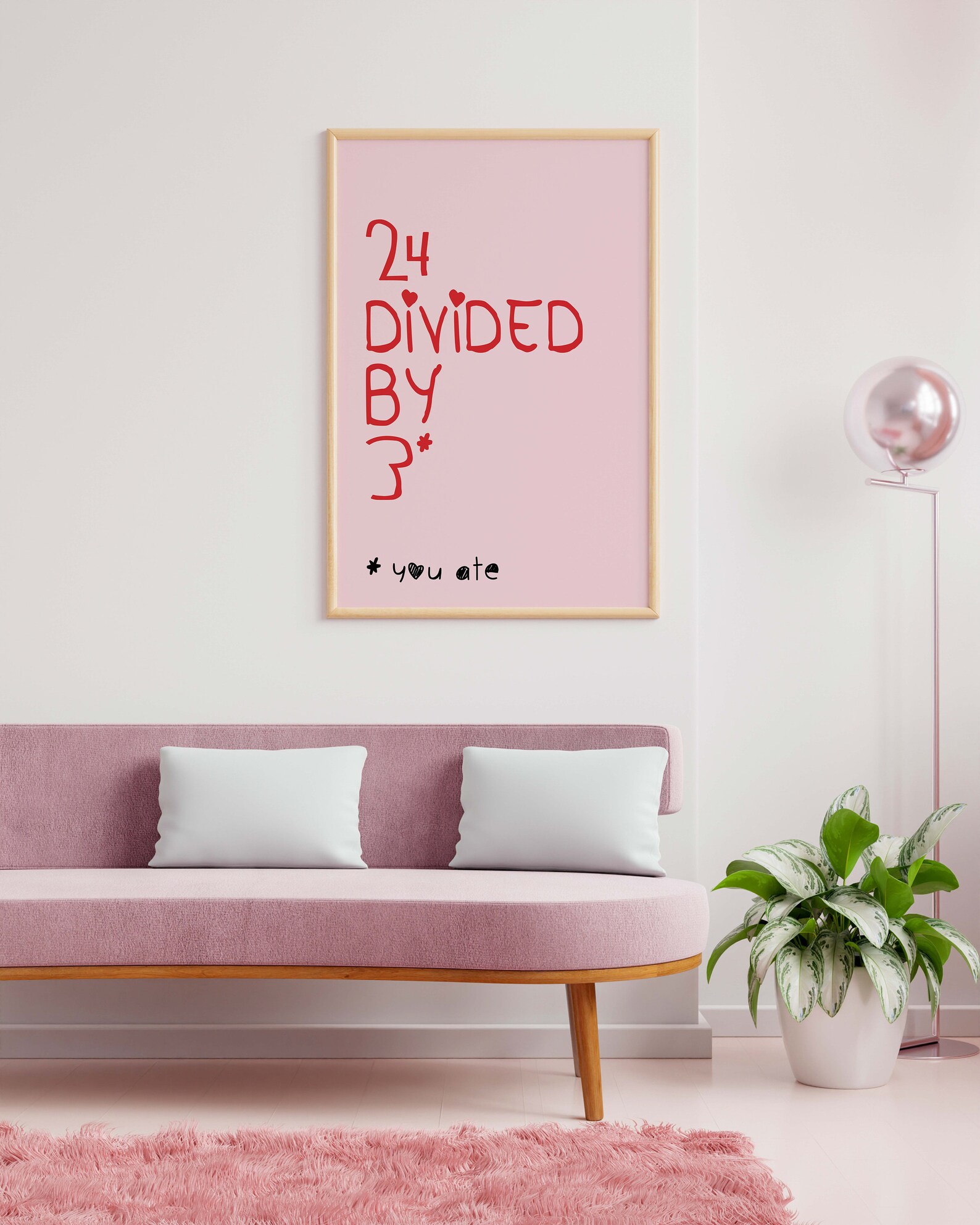 24 Divided by 3 AKA You Ate Preppy Print, Red Pink Girly Sign Poster ...