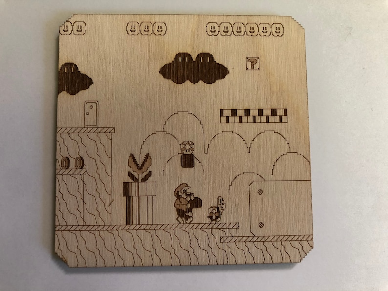 Super Mario World Wood Coaster Set, Nintendo - Etsy