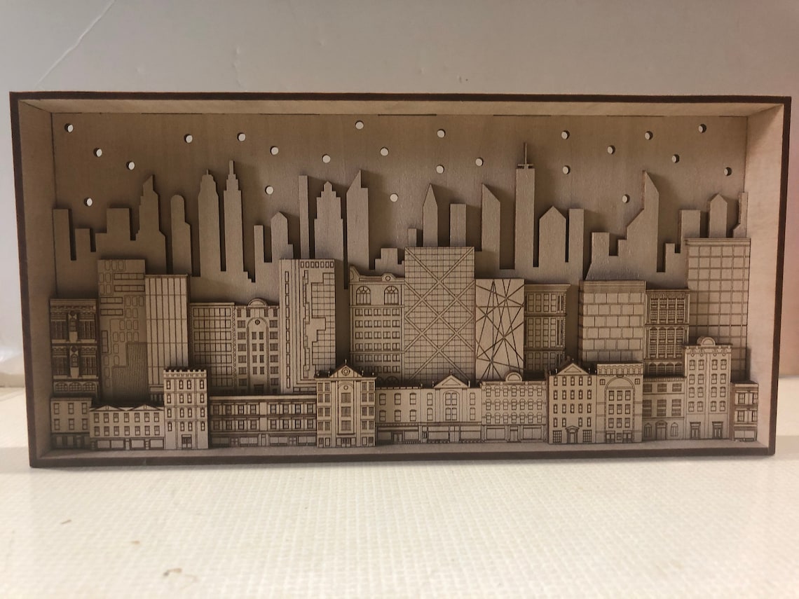 City Skyline in Shadowbox - Etsy