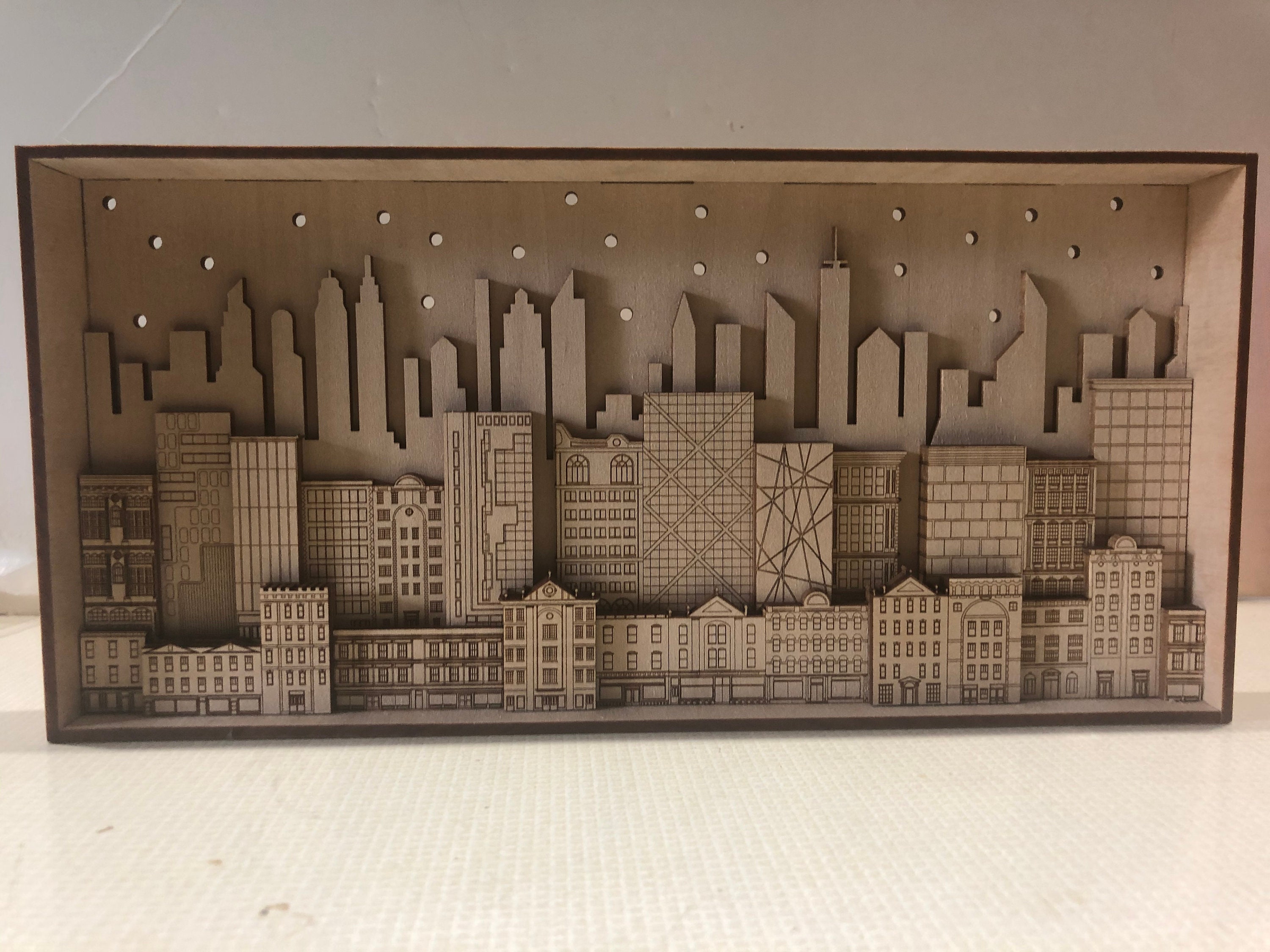 City Skyline in Shadowbox - Etsy