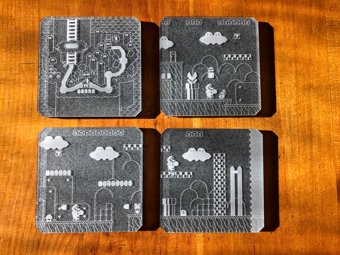 Super Mario World Plexiglass Coaster Set, Nintendo - Etsy