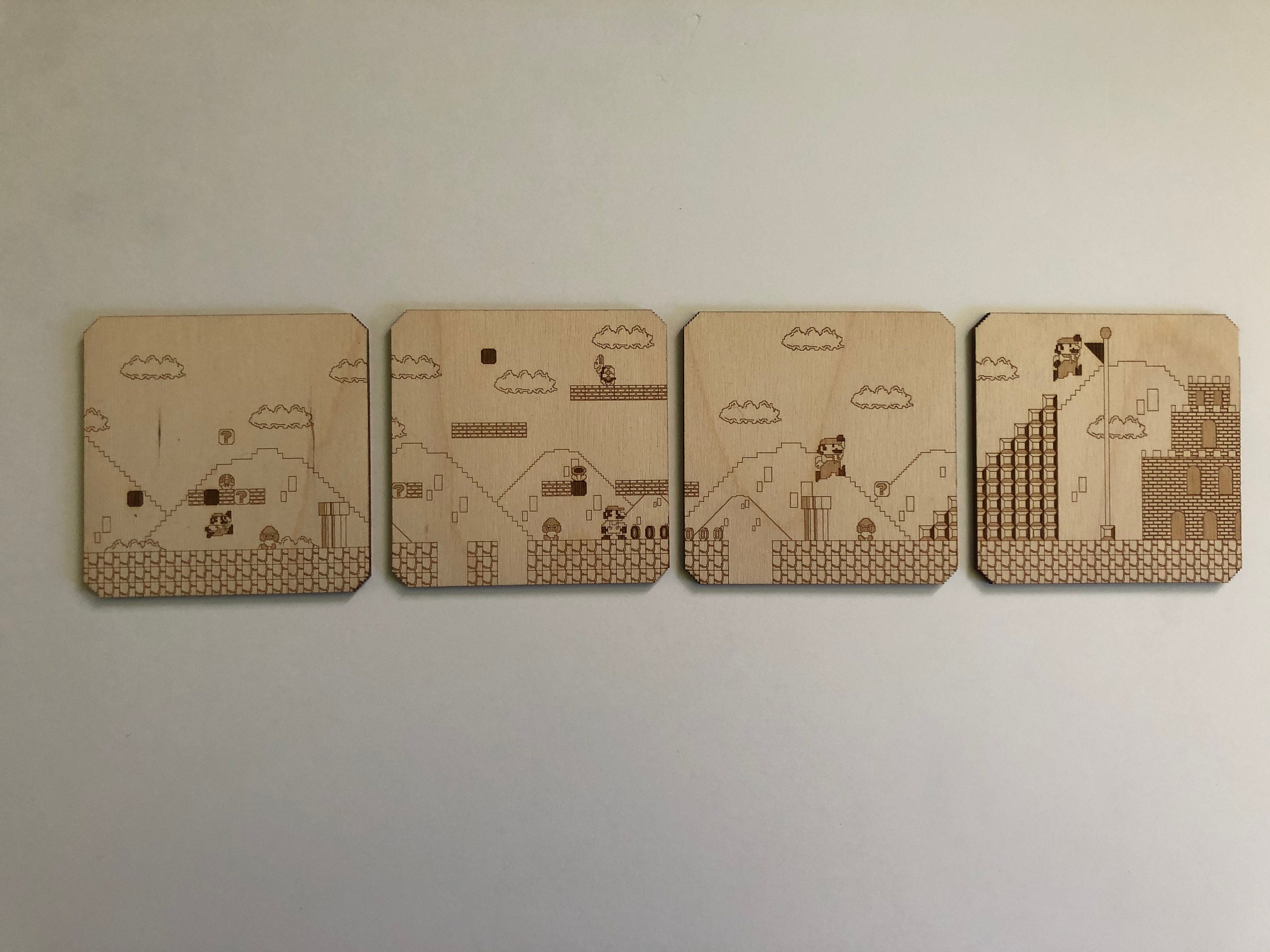 Super Mario Bros. Wood Coaster Set Nintendo - Etsy