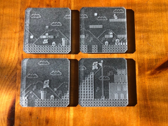 Super Mario Bros. Plexiglass Coaster Set Nintendo - Etsy