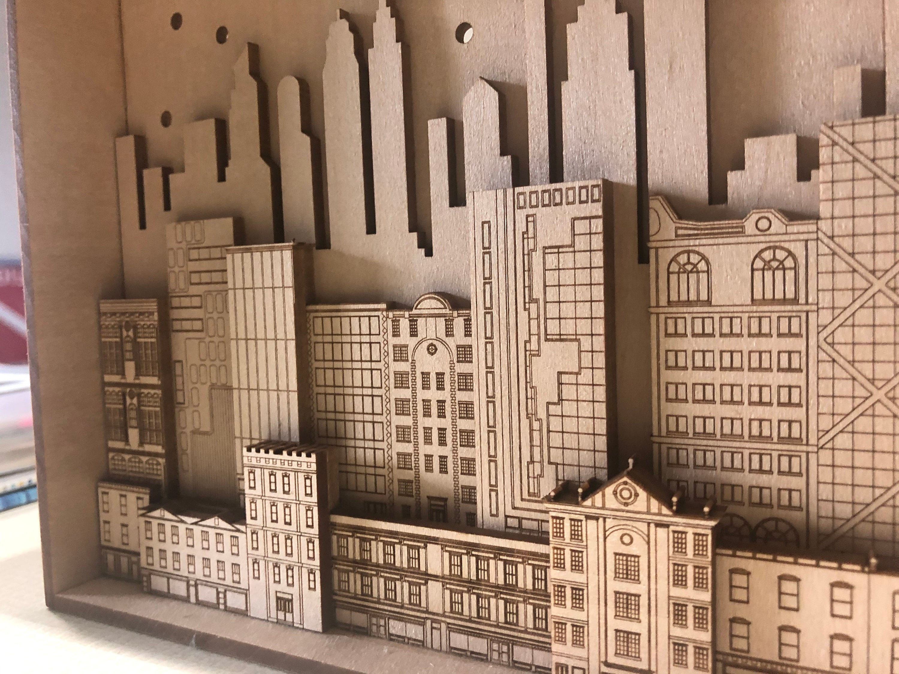 City Skyline in Shadowbox - Etsy
