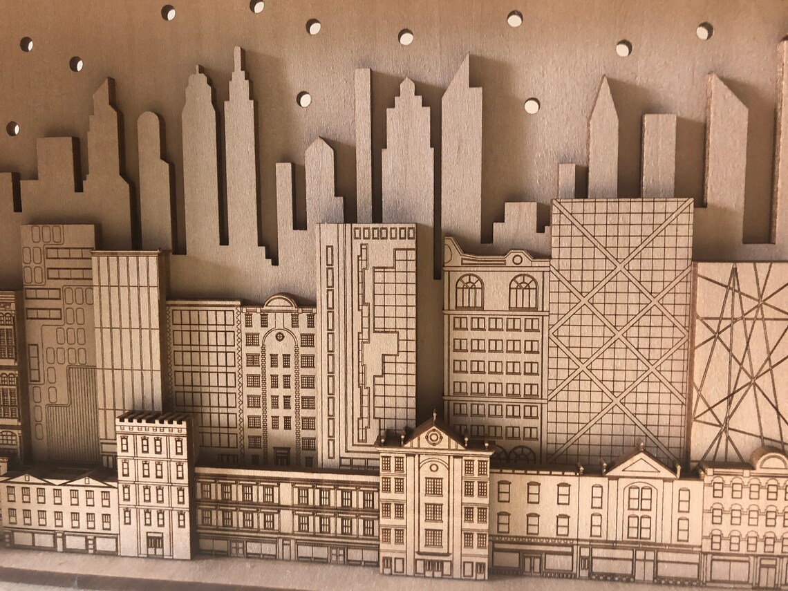 City Skyline in Shadowbox - Etsy