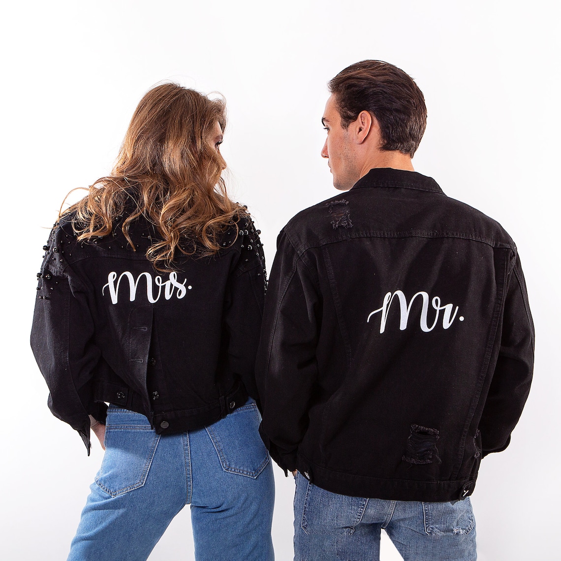 Matching Couple Denim Jackets Jackets for Bride and Groom | Etsy