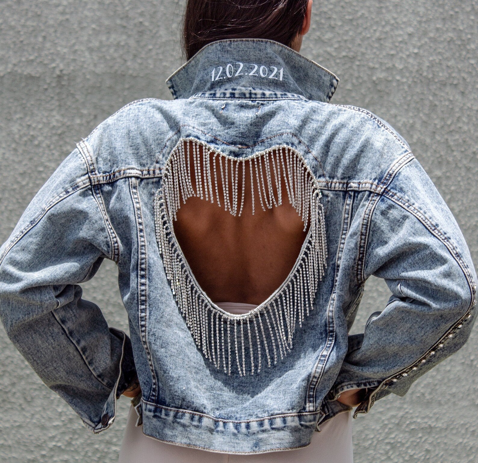 Custom Denim Jacket With Open Heart Back with | Etsy