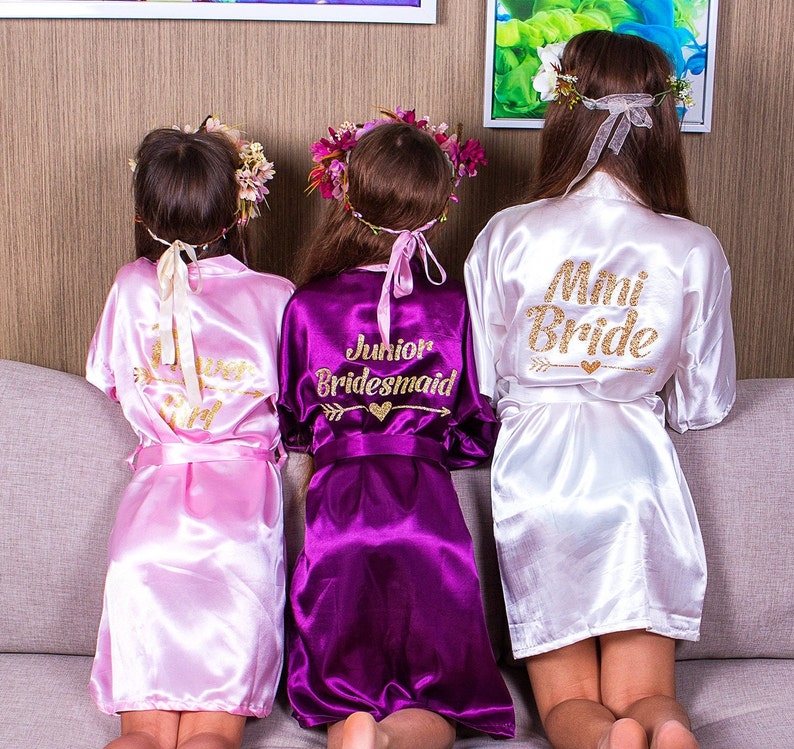 Set of 8 Kids Satin Robes Flower Girl Robe Customized Robe | Etsy