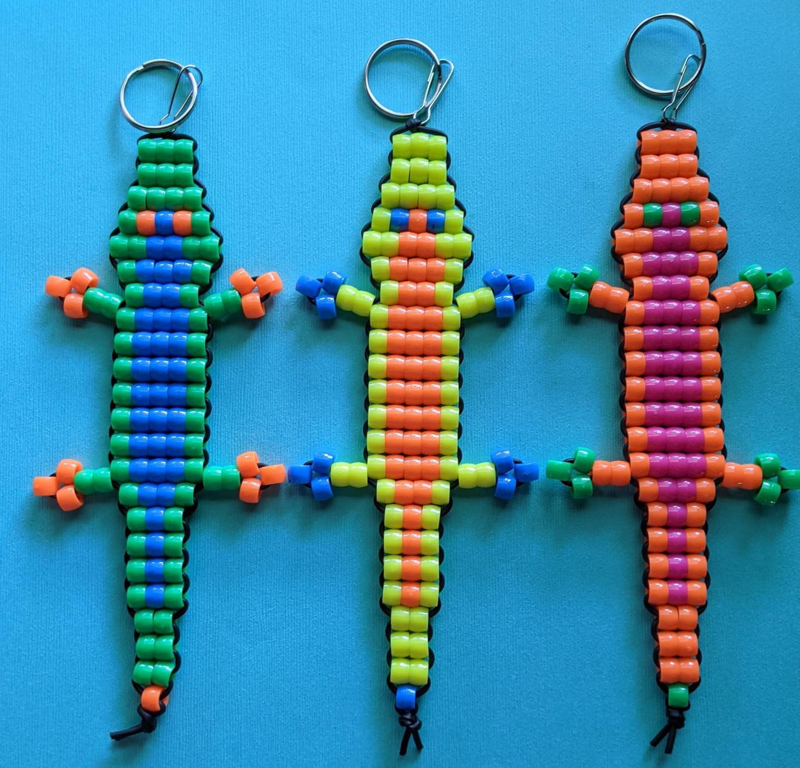 Neon Colored Crocodile Keyrings/tri-toned - Etsy