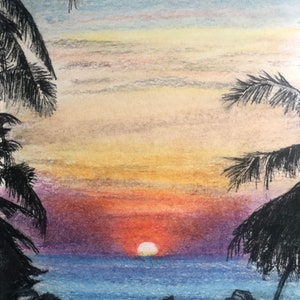 Drawing- "island Sunset" - Etsy