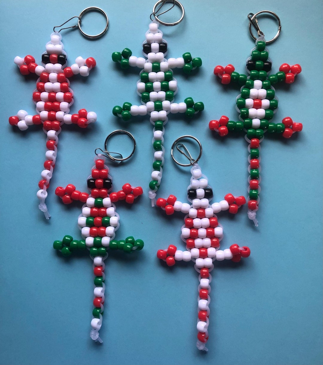 Keyrings- Holiday Lizard Keyrings - Etsy
