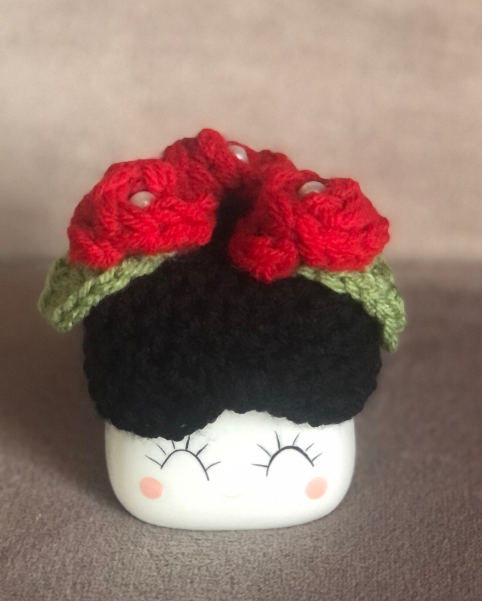 Crocheted Marshmallow Mug Topper-black Fiesta Hat With Roses - Etsy